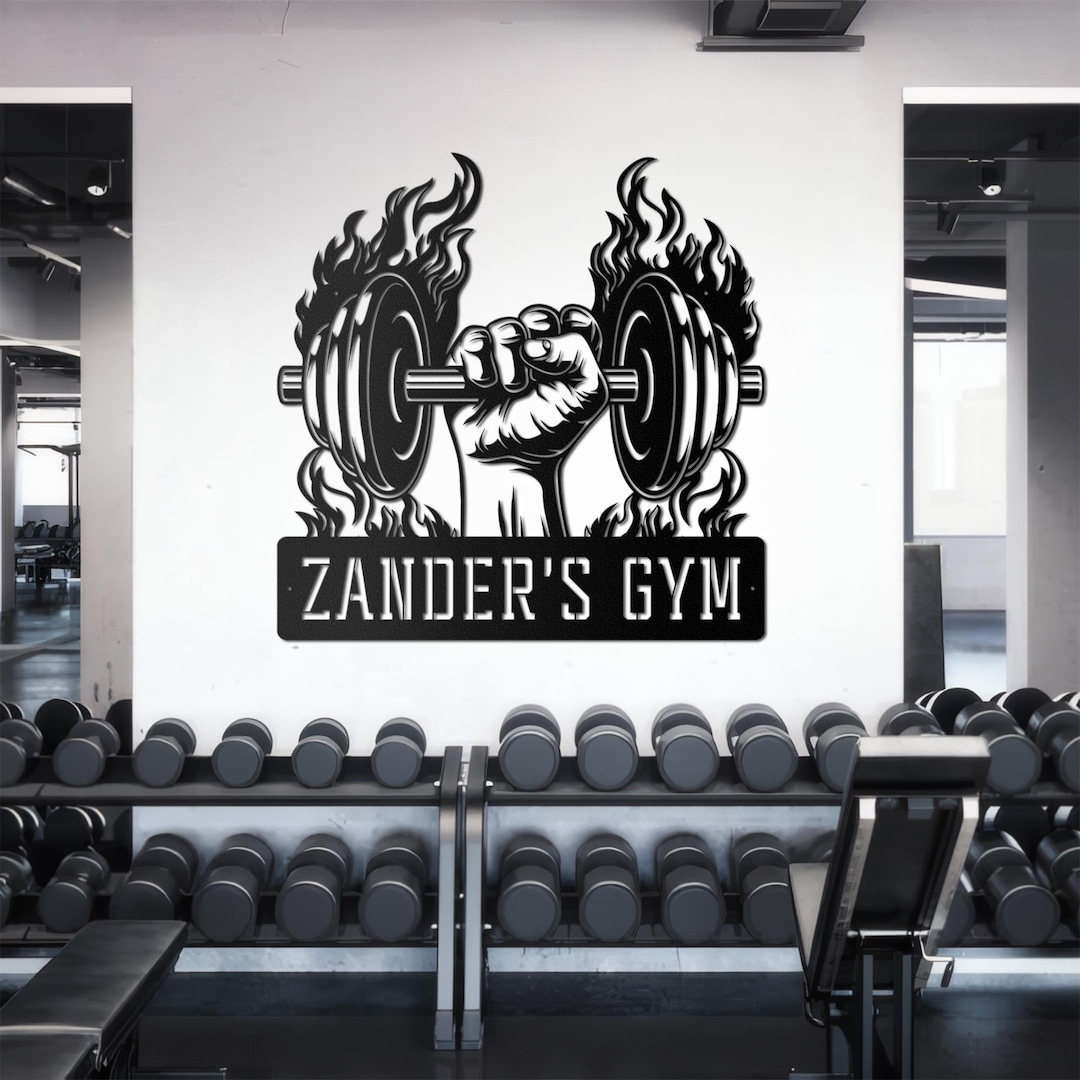 Custom Gym Metal Sign, Personalized Powerlifting Sport Metal Wall Art ...