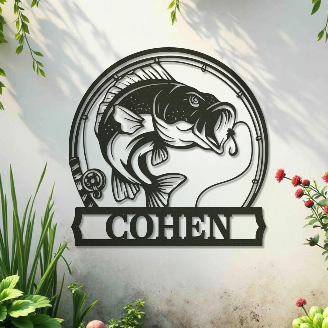 Personalized Bass Fish Metal Sign, Gift for Dad, Father's Day, Metal ...