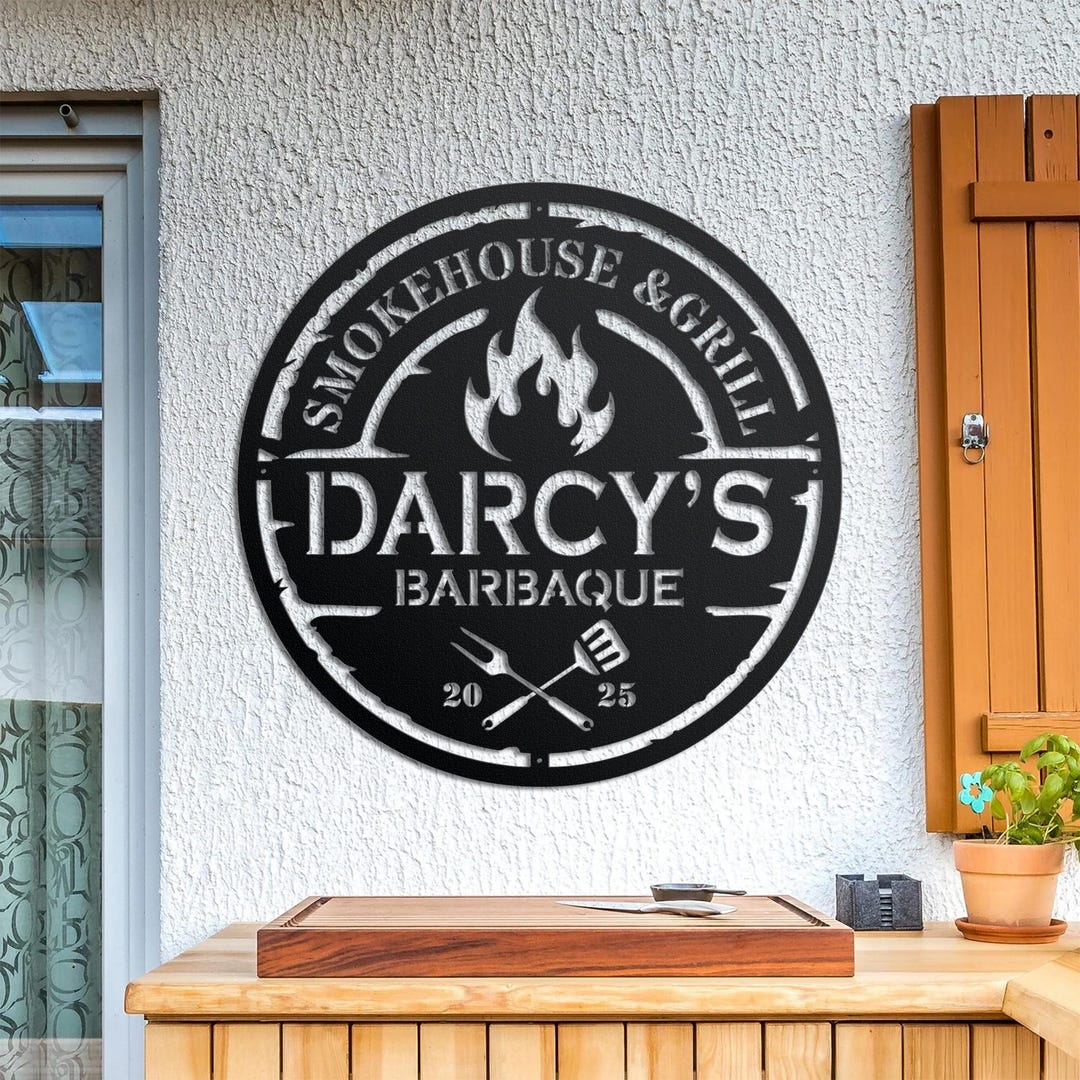 Personalized Metal Barbecue Wall Sign, Custom Grill Sign, Barbecue Sign ...