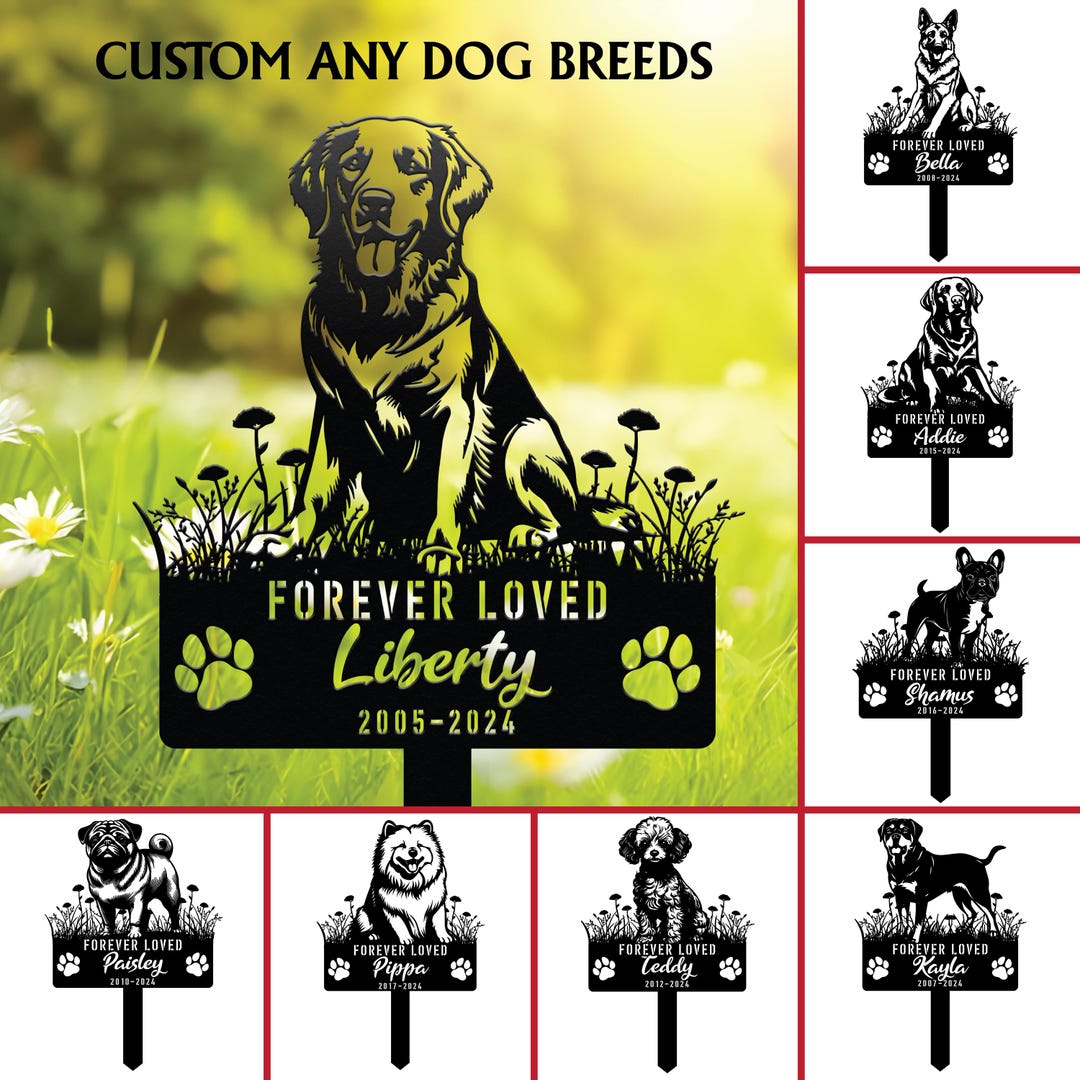Custom Dog Memorial Stake, Dog Grave Marker, Dog Loss Metal Stake ...