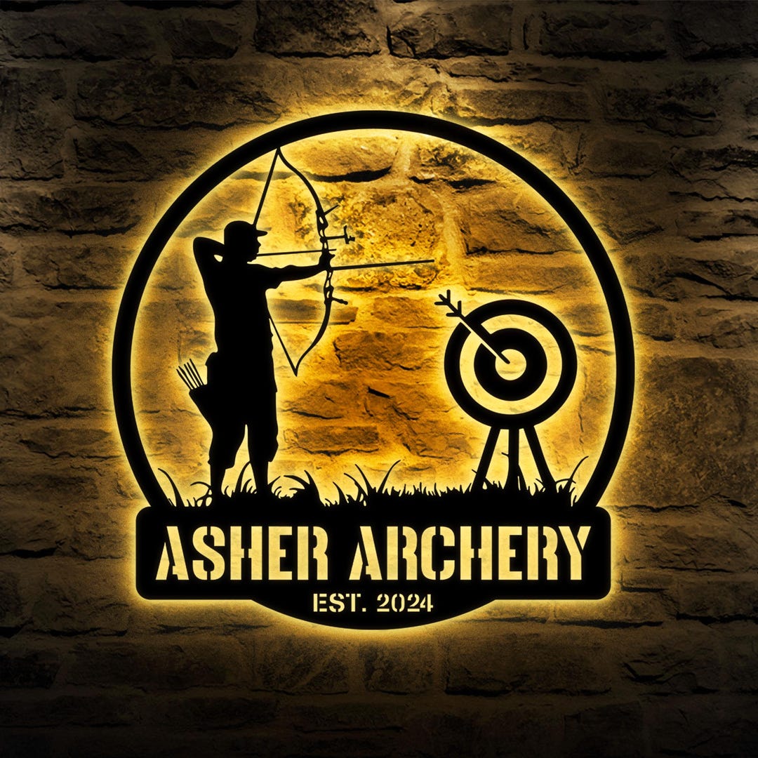 Custom Archery Sport Metal Wall Art Decor, Personalized Archer Bow ...