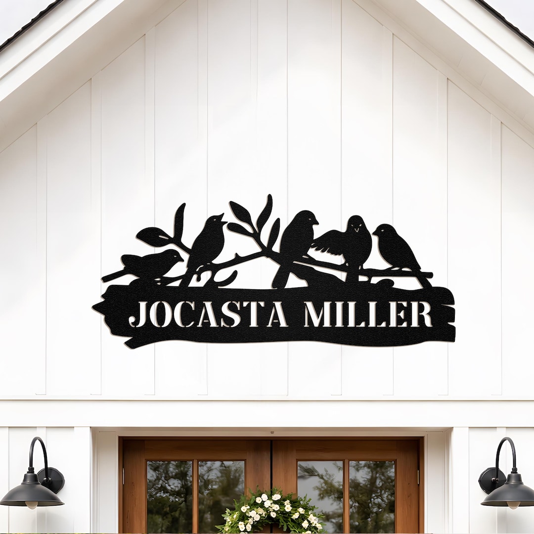 Personalized Metal Birds Garden Sign, Custom Name Yard Decor, Bird ...