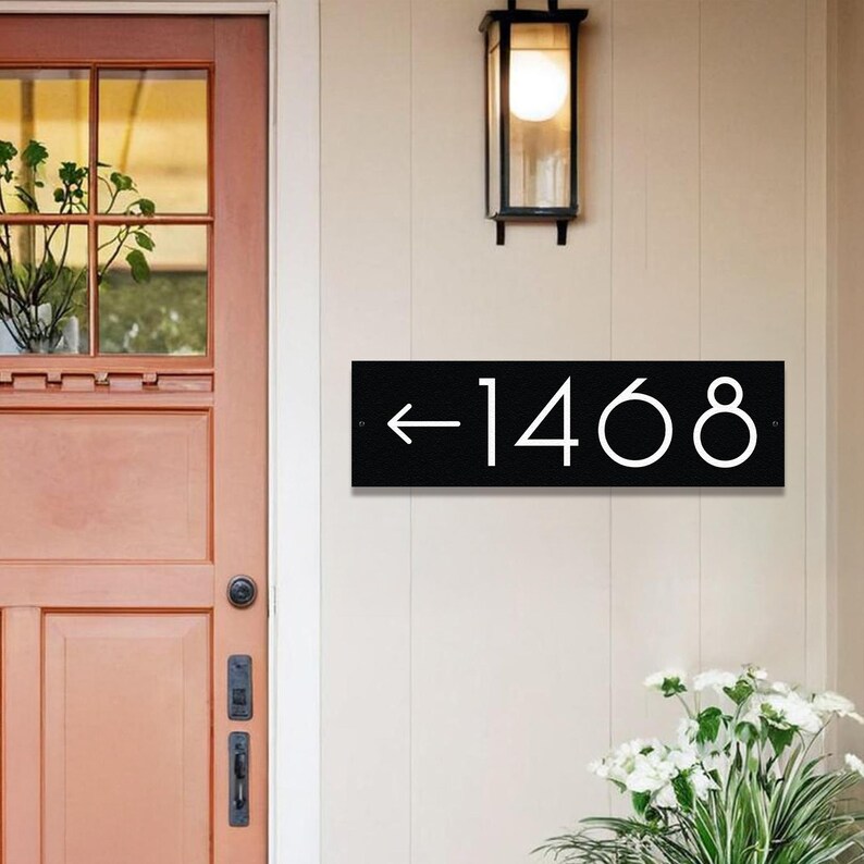 House Number Metal Arrow Sign – Custom Address Plaque, Modern Outdoor ...