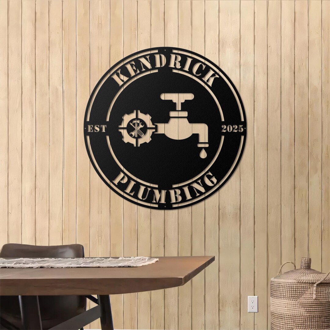 Custom Plumbing Metal Sign – Personalized Business Logo Wall Art ...