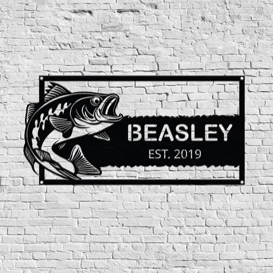 Custom Fish Metal Name Sign Wall Art With Led Light, Custom Fishing ...