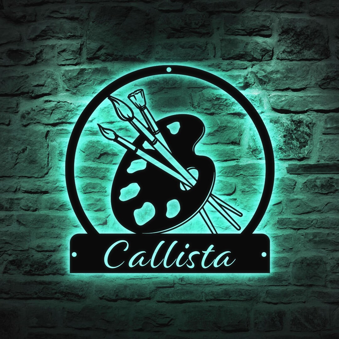 Custom Artist Metal Wall Art, Art Studio Metal Sign Led Lights, Artist ...