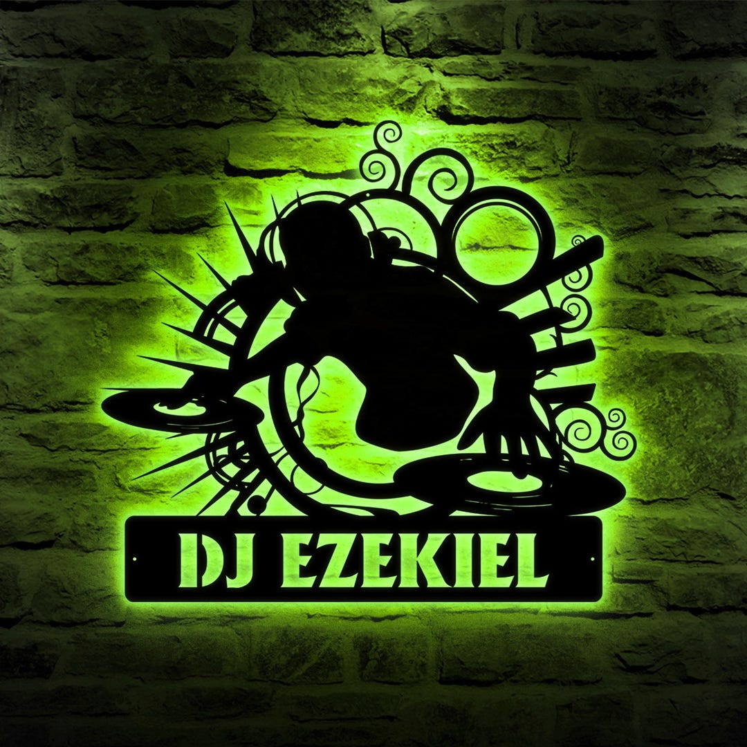 Custom DJ Metal Wall Art With LED Light, DJ Player Metal Sign, Disc ...