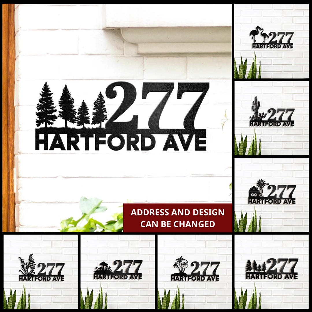 Modern Metal House Number Metal Sign, Personalized House Address Sign ...