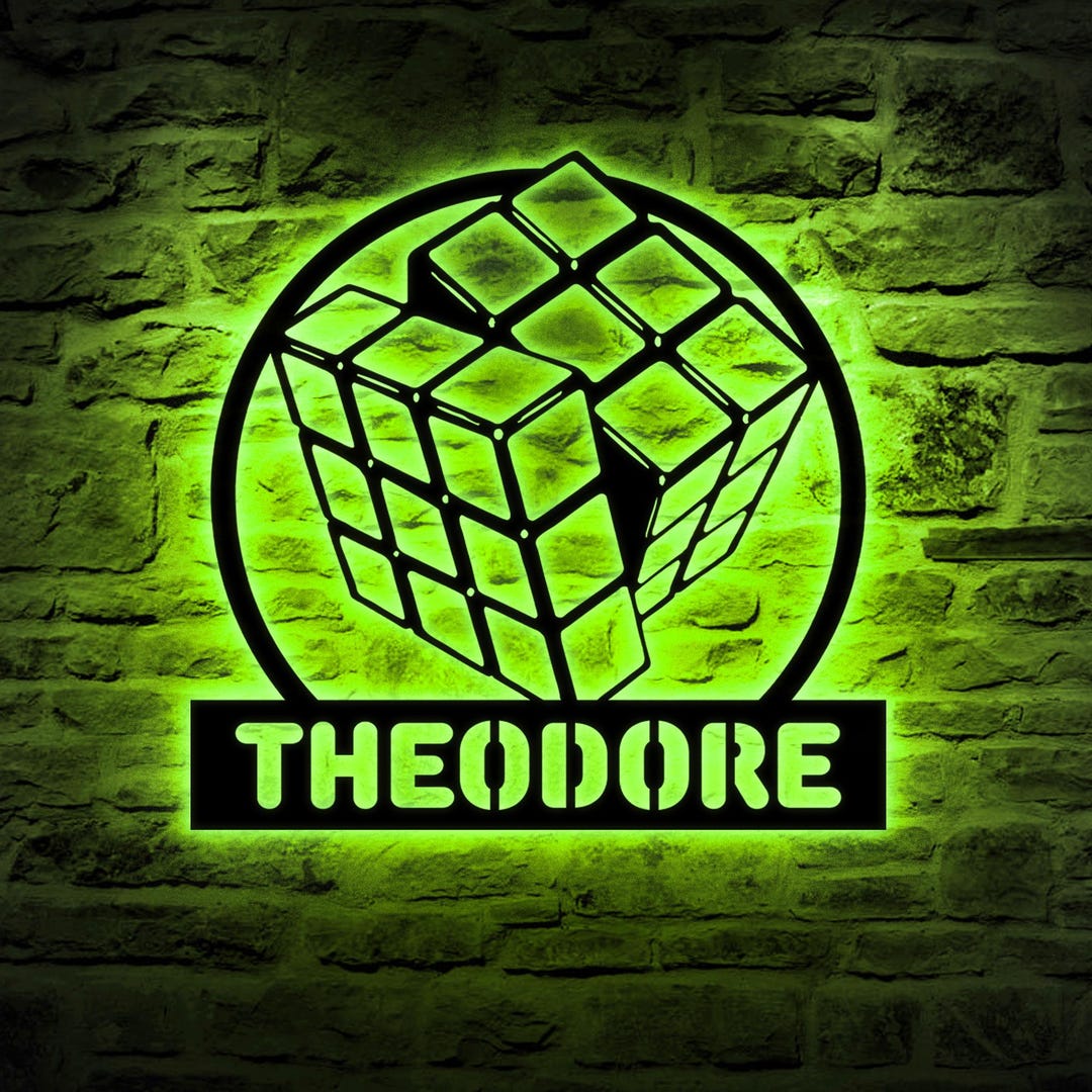 Custom Rubik's Cube Metal Wall Art LED Light, Personalized Rubiks Cube ...