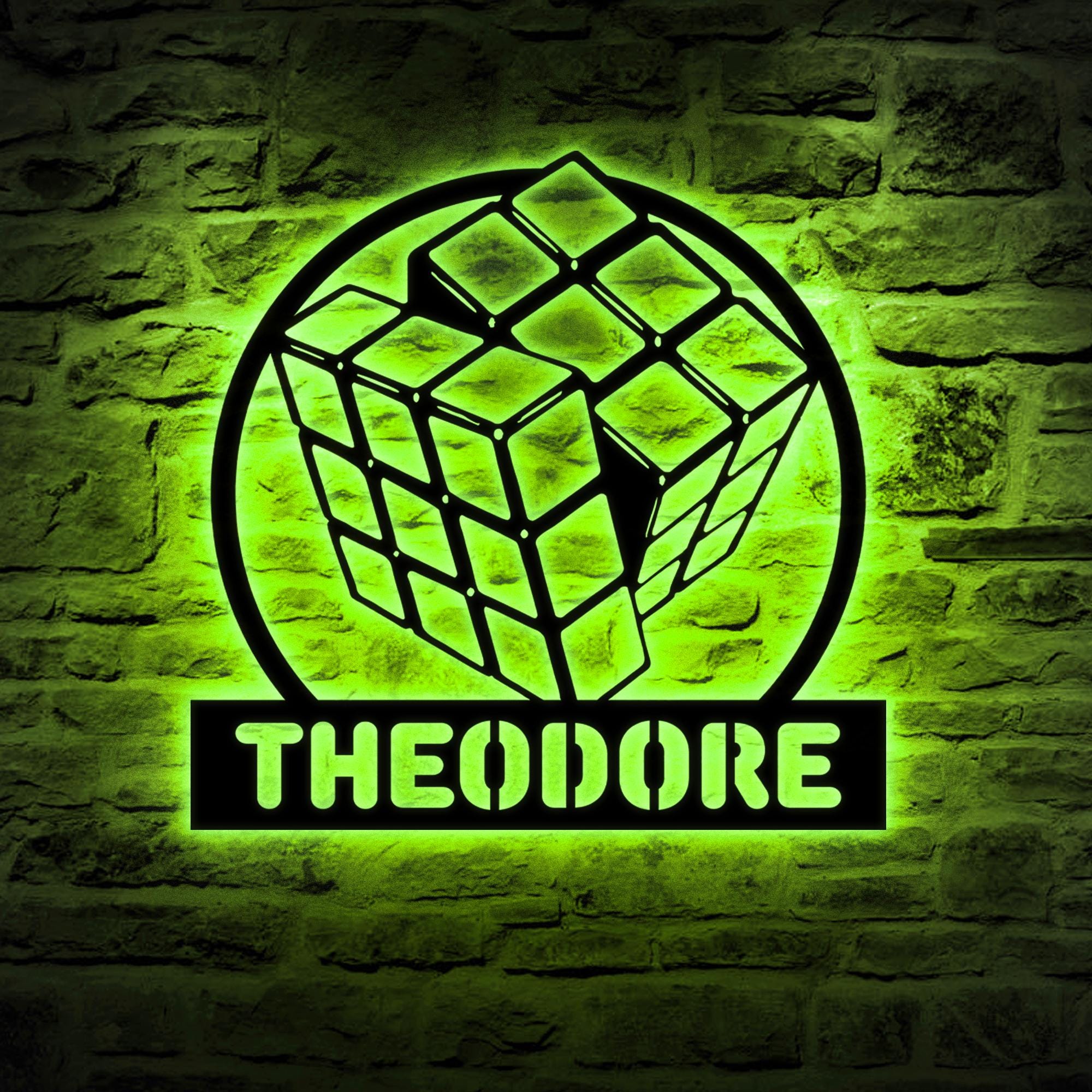 Custom Rubik's Cube Metal Wall Art LED Light, Personalized Rubiks Cube ...