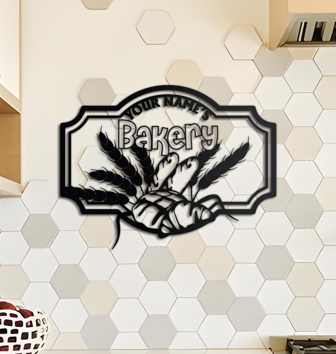 Personalized Bakery Name Sign, Custom Metal Kitchen Wall Art, Baker's ...