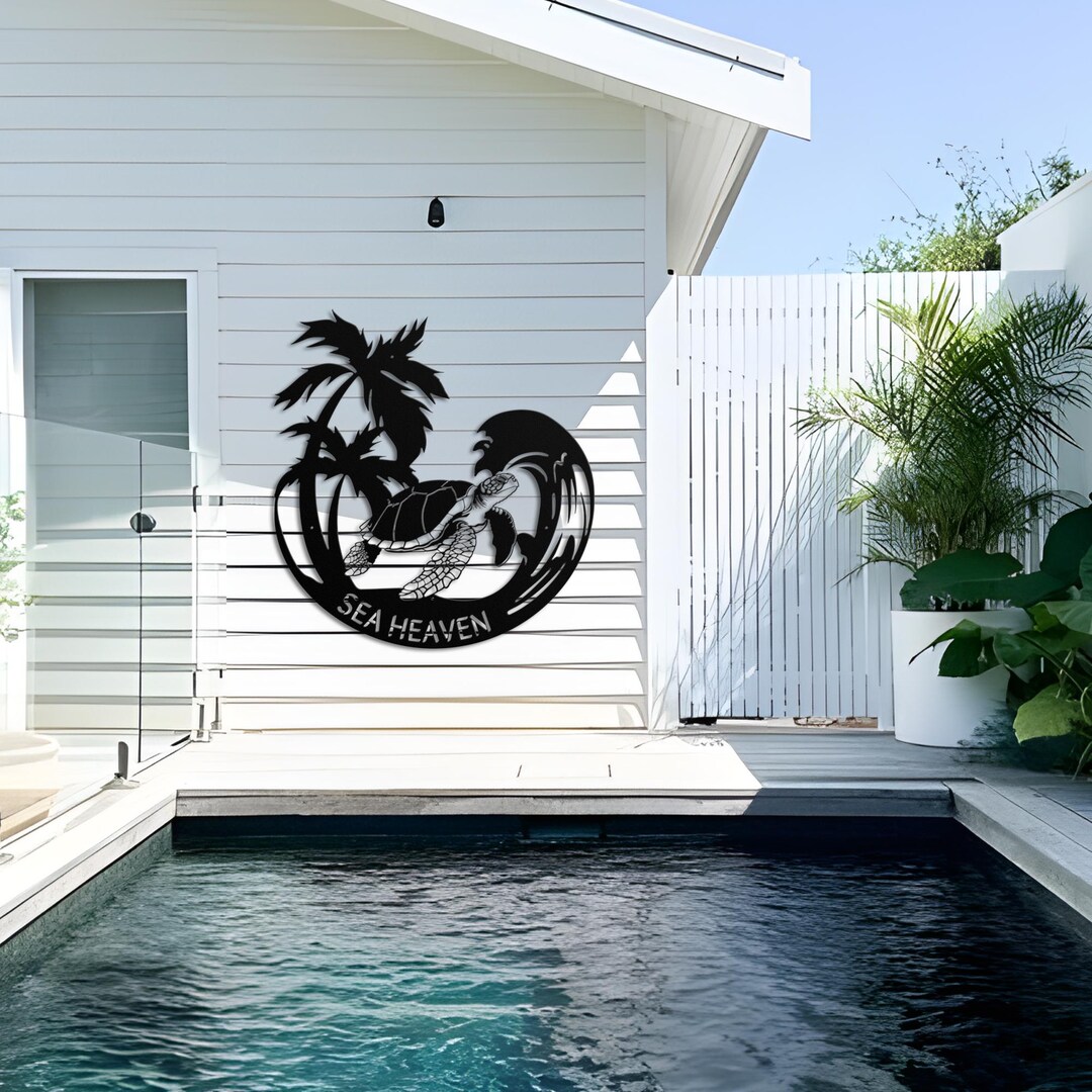 Custom Mandala Sea Turtle Palm Tree Metal Wall Art Personalized Marine ...
