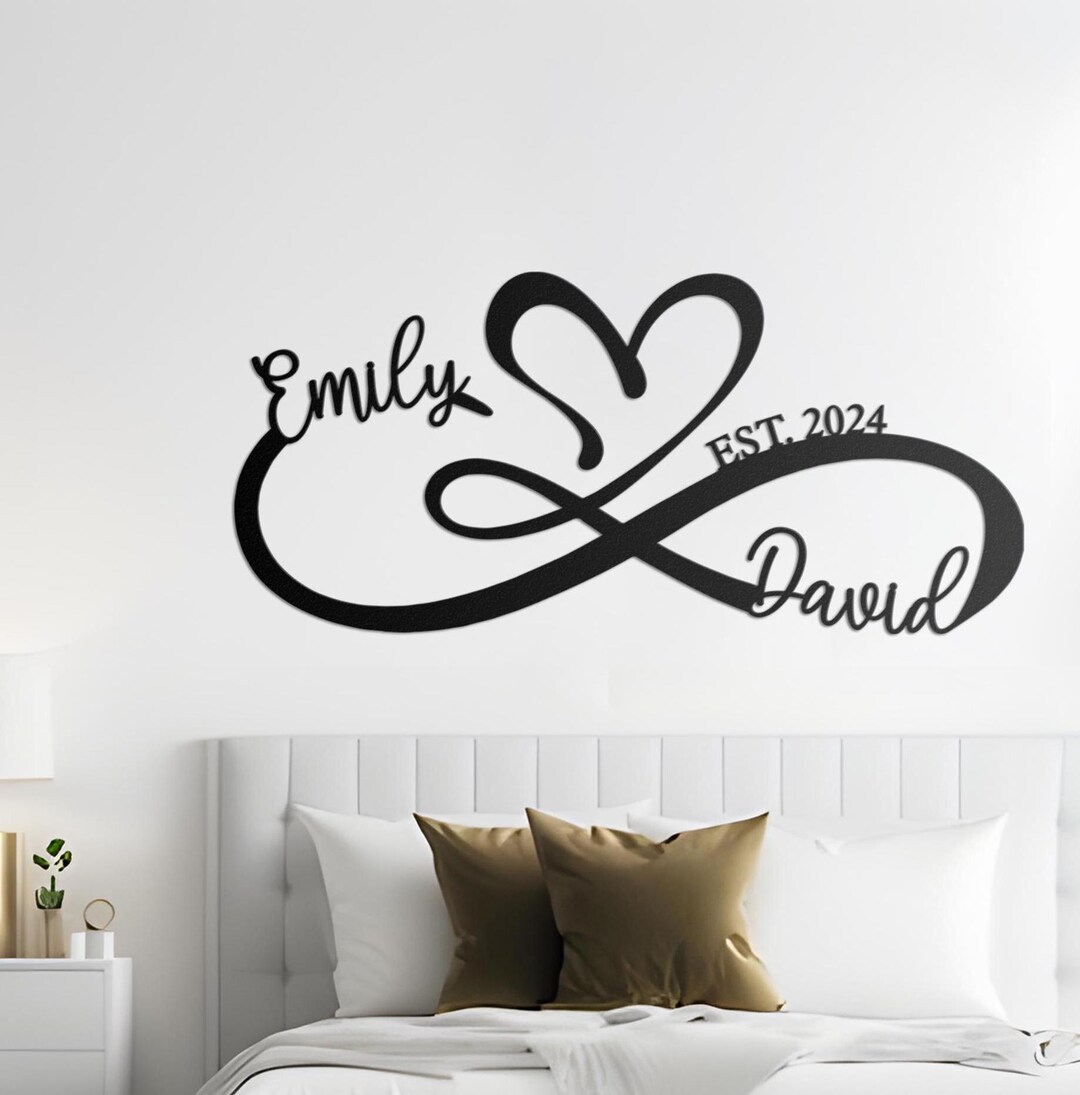 Unique Infinity Symbol With Heart Metal Sign, Personalized Couple Names ...