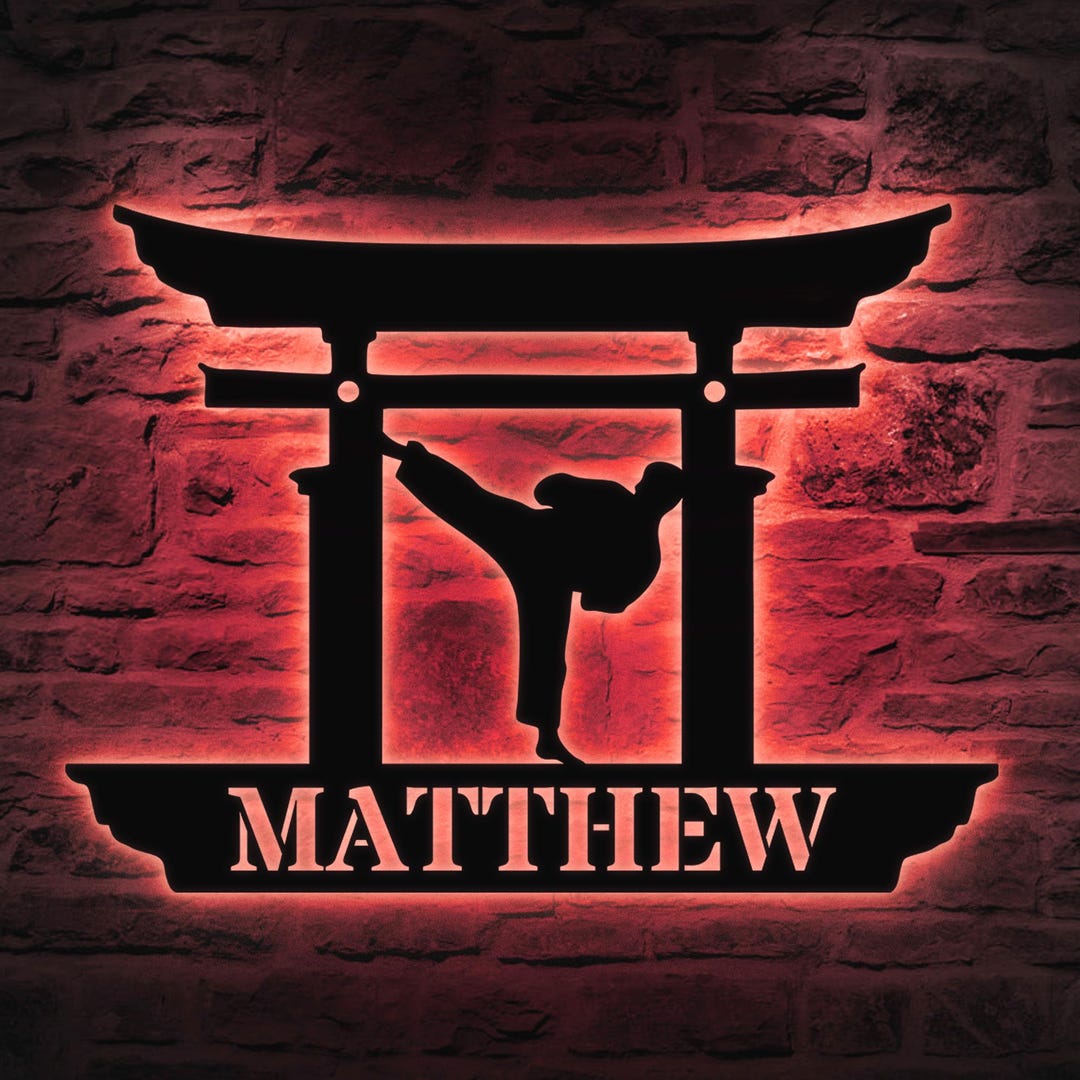 Personalized Metal Karate Sign With Led Lights, Karate Metal Wall Art ...