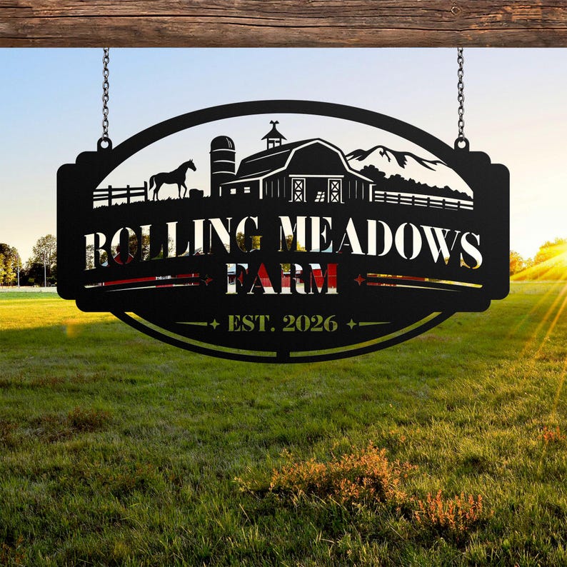 Custom Farm Metal Sign With Name and Est Date, Personalized Ranch Gate ...