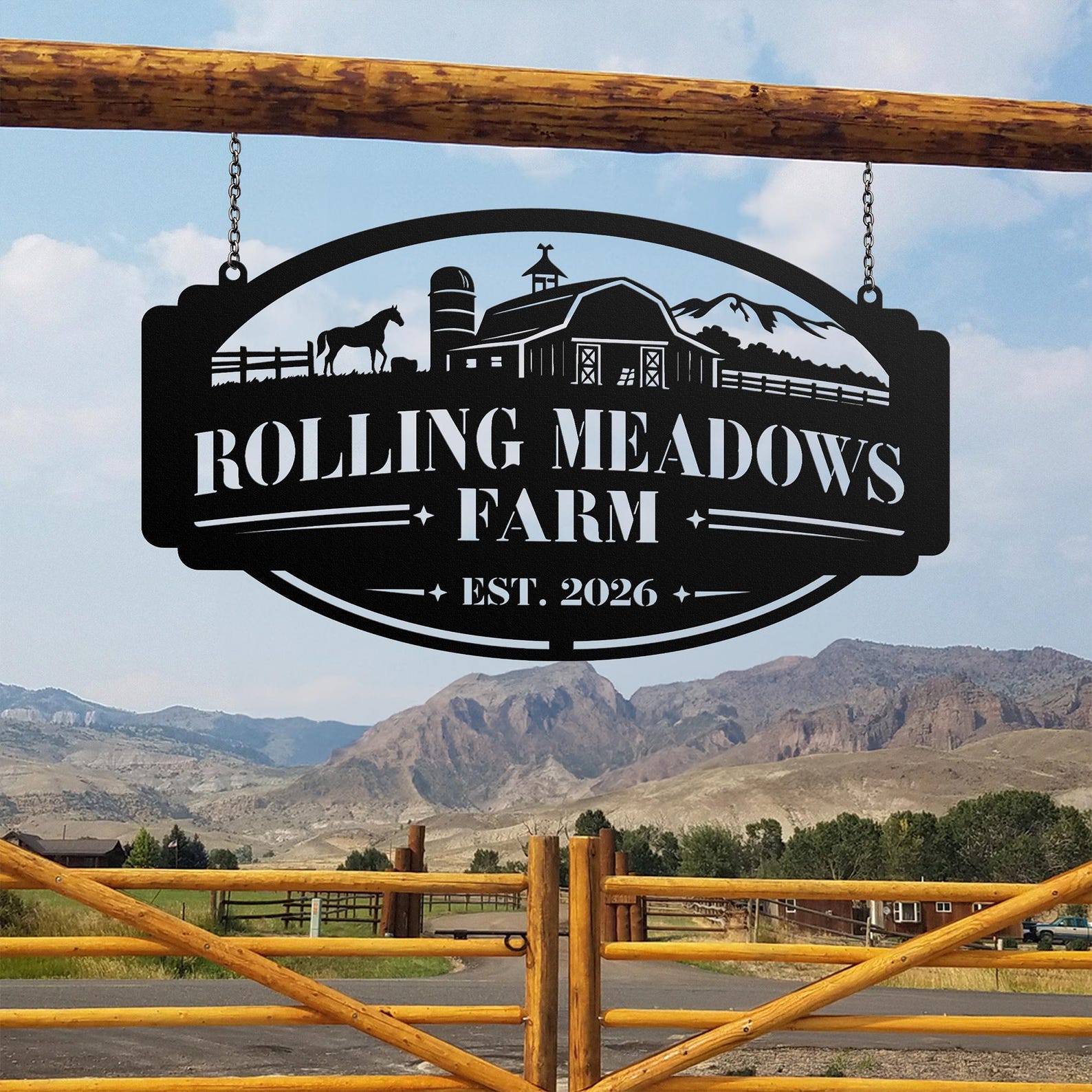 Custom Farm Metal Sign With Name and Est Date, Personalized Ranch Gate Sign, Rustic Outdoor ...