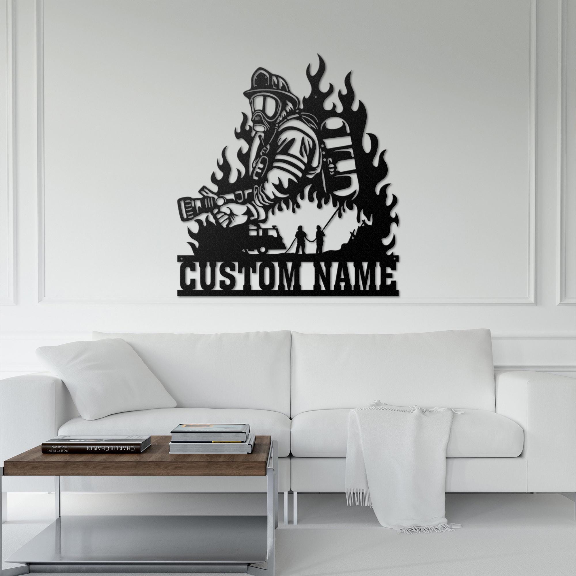 Custom Fire Dept LED Metal Sign – Personalized Firefighter Wall Art ...
