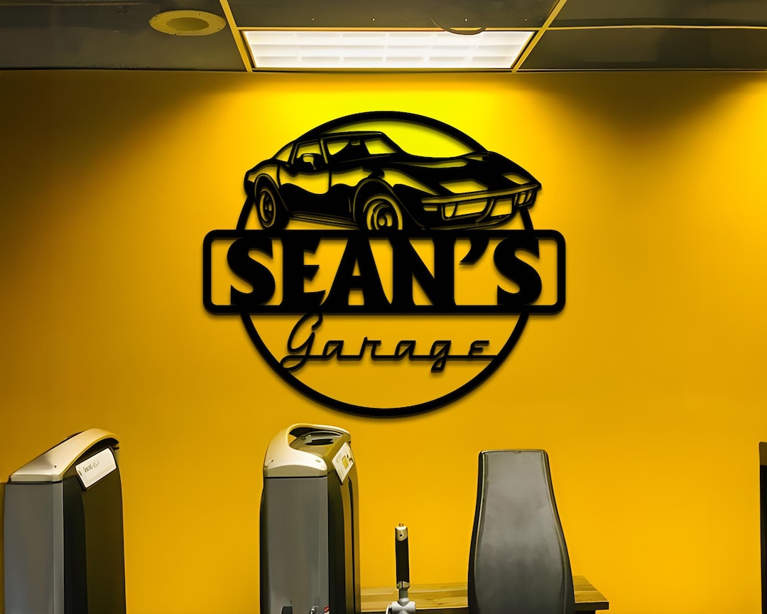 Custom Classic Car Garage Signs, Personalized Man Cave Named Wall Art ...