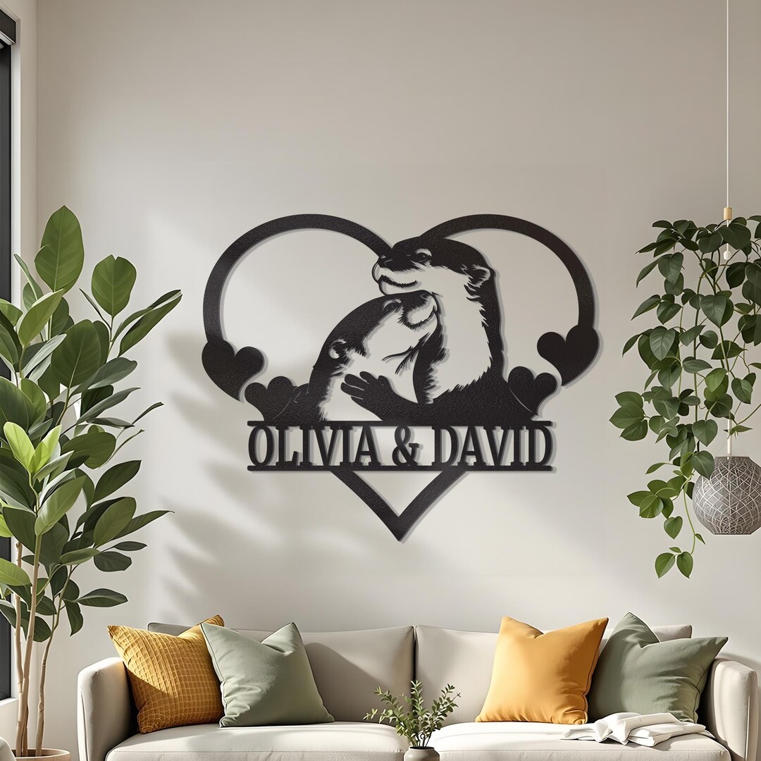 Otter Metal Wall Sign | Custom Animal Decor With Name | Rustic Cabin ...
