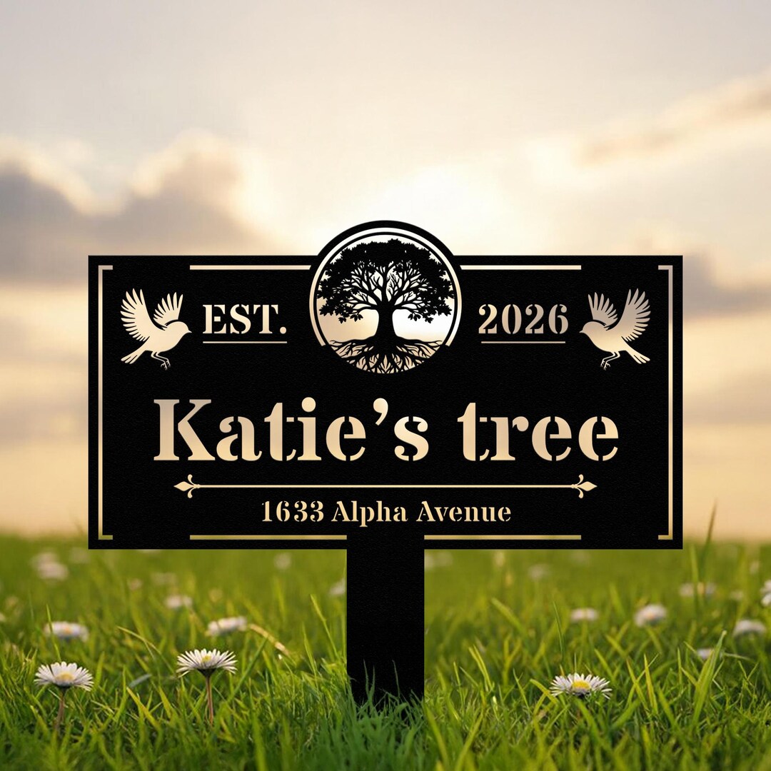 Custom Memorial Tree Sign With Stake, Personalized Metal Garden Marker ...