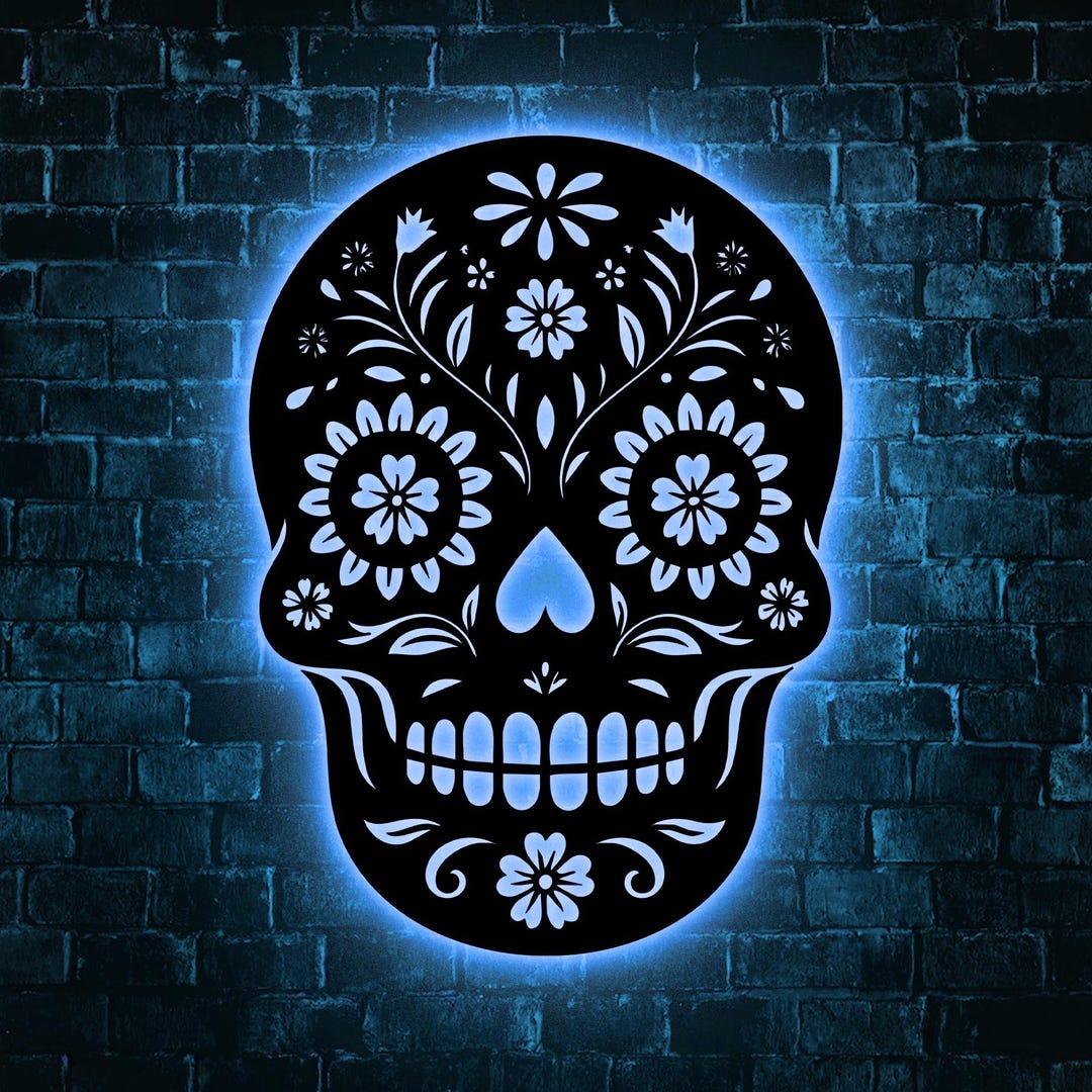 Sugar Skull LED Metal Wall Art | Day of the Dead Decor | Mexican Skull ...