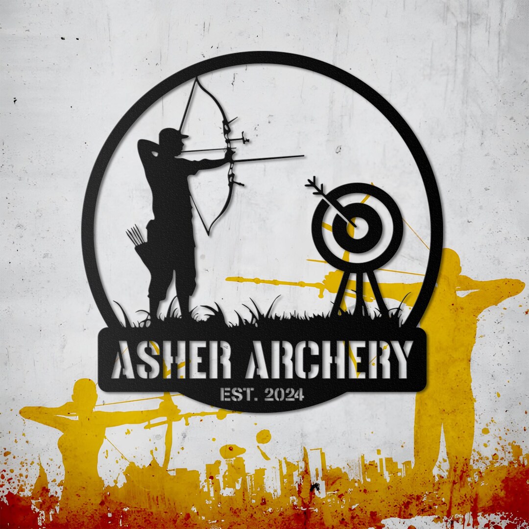 Personalized Archery Sport Metal Wall Art Decor, Custom Archer Bow ...