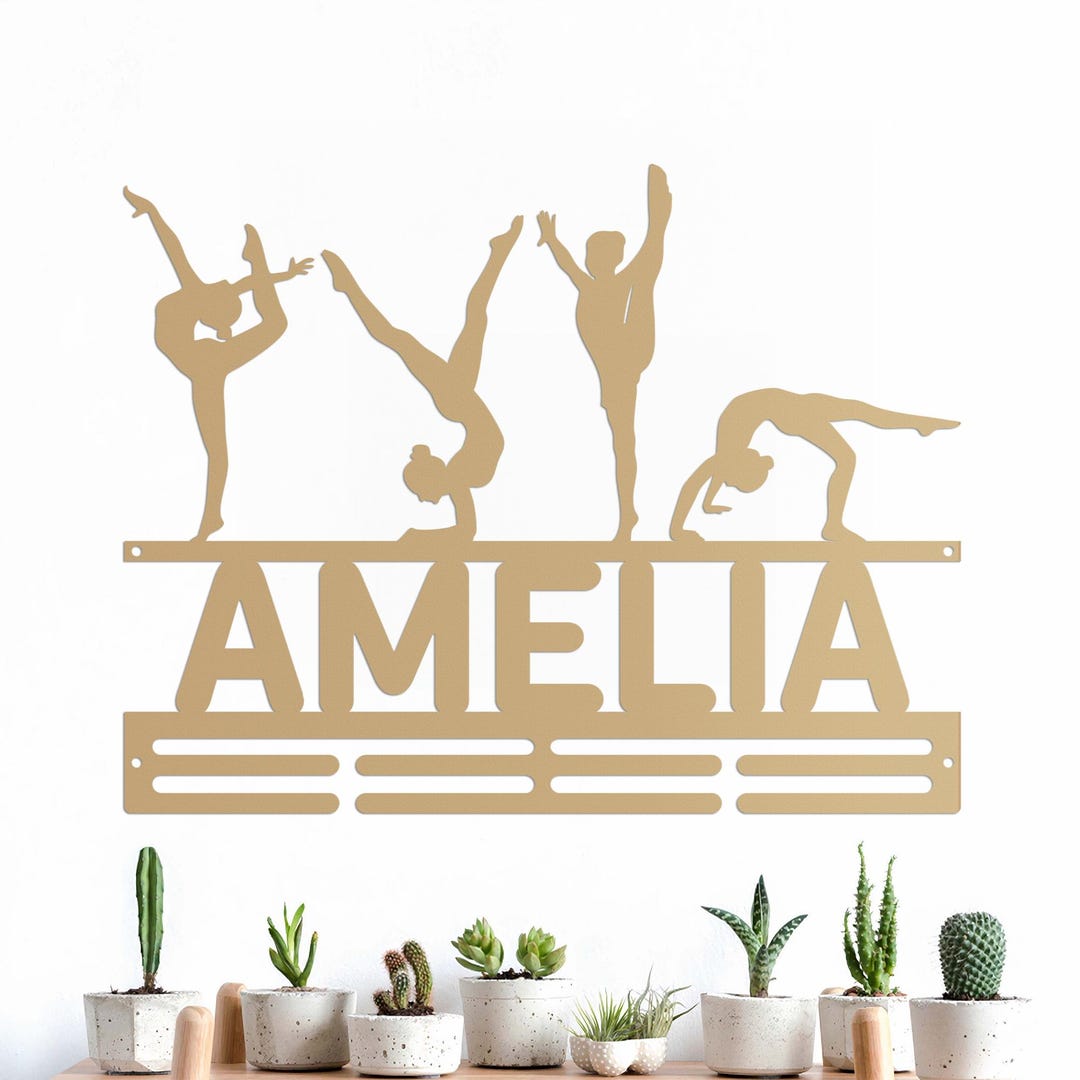 Custom Gymnastics Medal Holder, Personalized Gymnast Metal Sign, Sport ...
