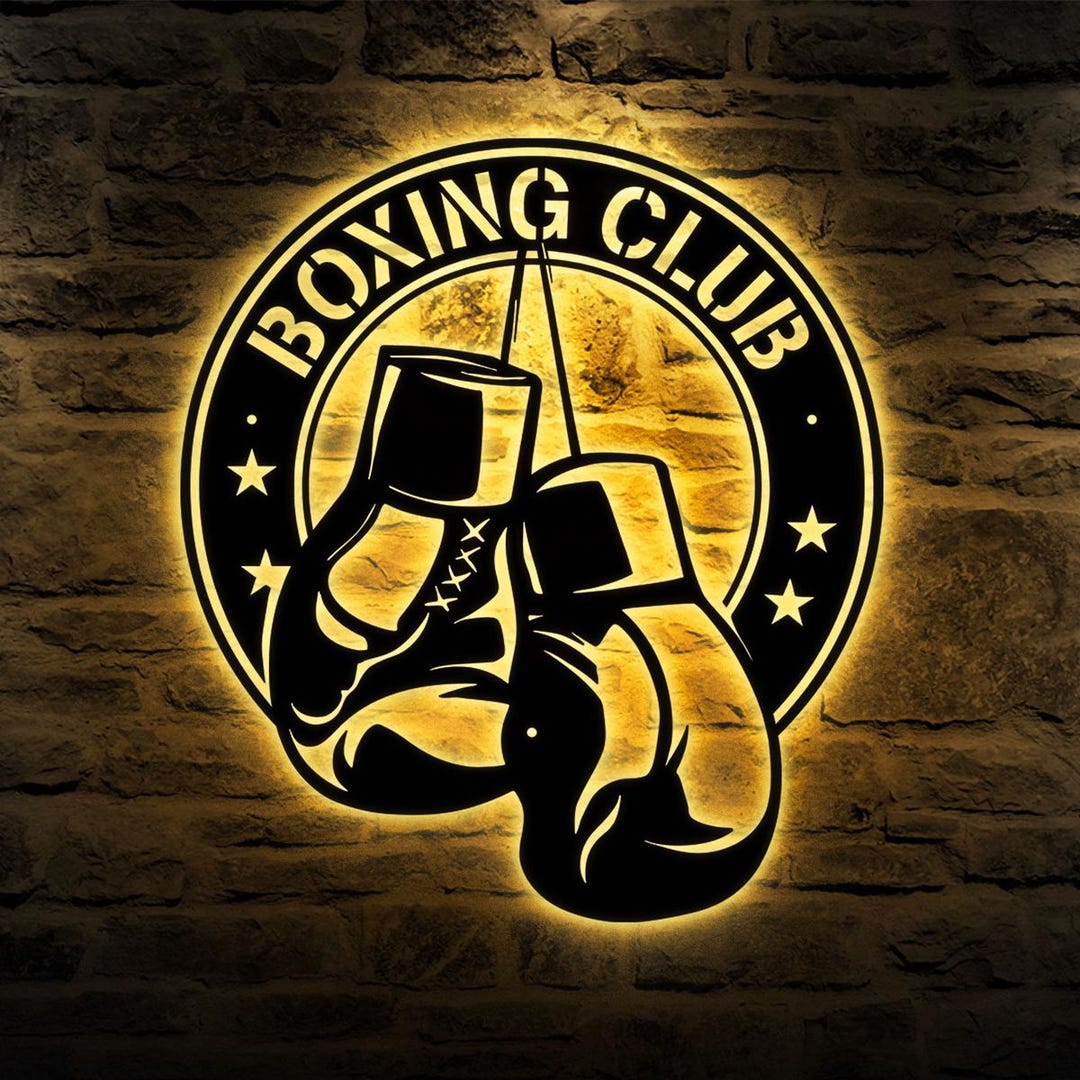 Personalized Boxing Gloves Metal Sign With LED Light, Custom Boxer Name ...