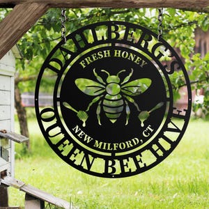 Personalized Honey Bee Metal Sign, Custom Bee Hive Wall Art Decor ...