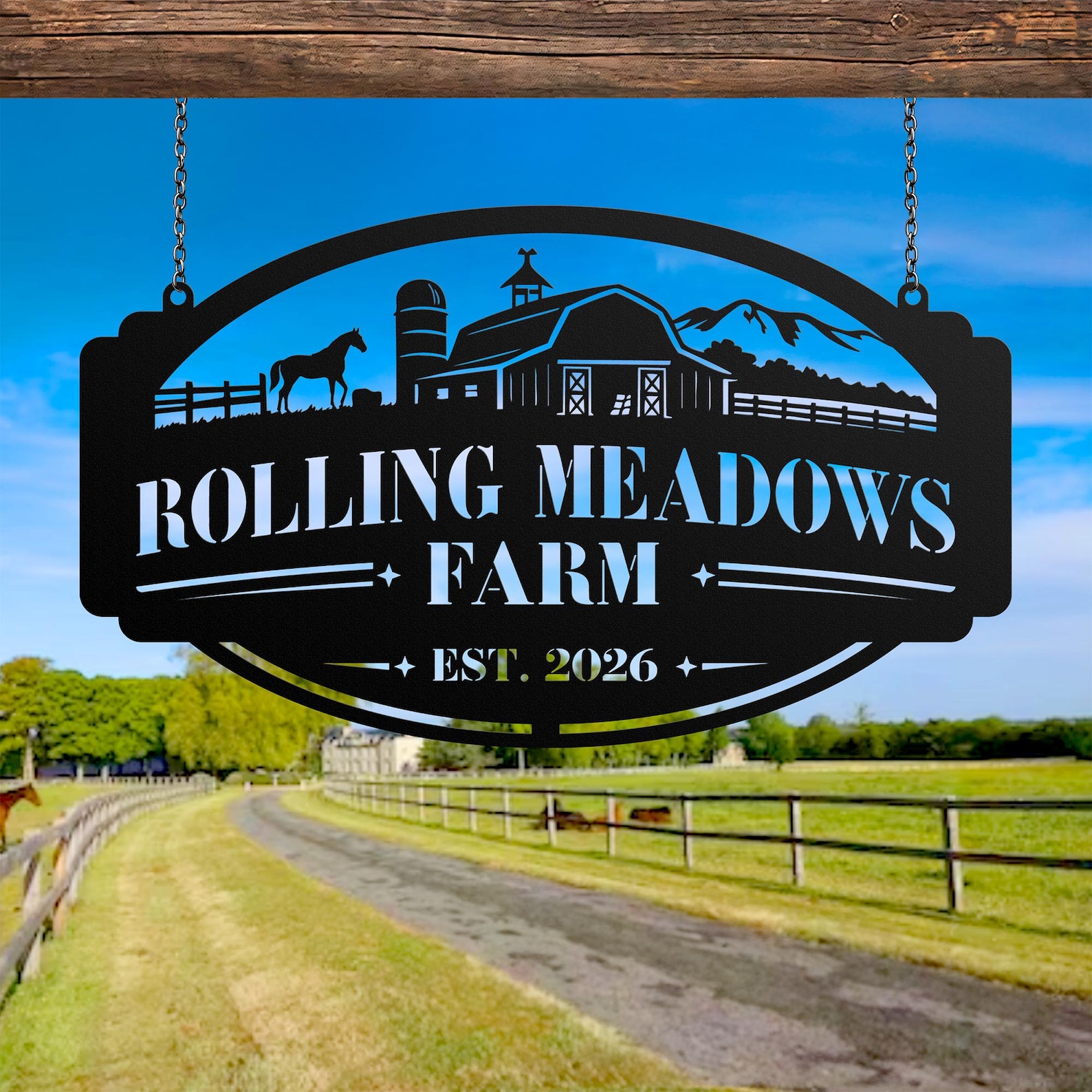 Custom Farm Metal Sign With Name and Est Date, Personalized Ranch Gate Sign, Rustic Outdoor ...