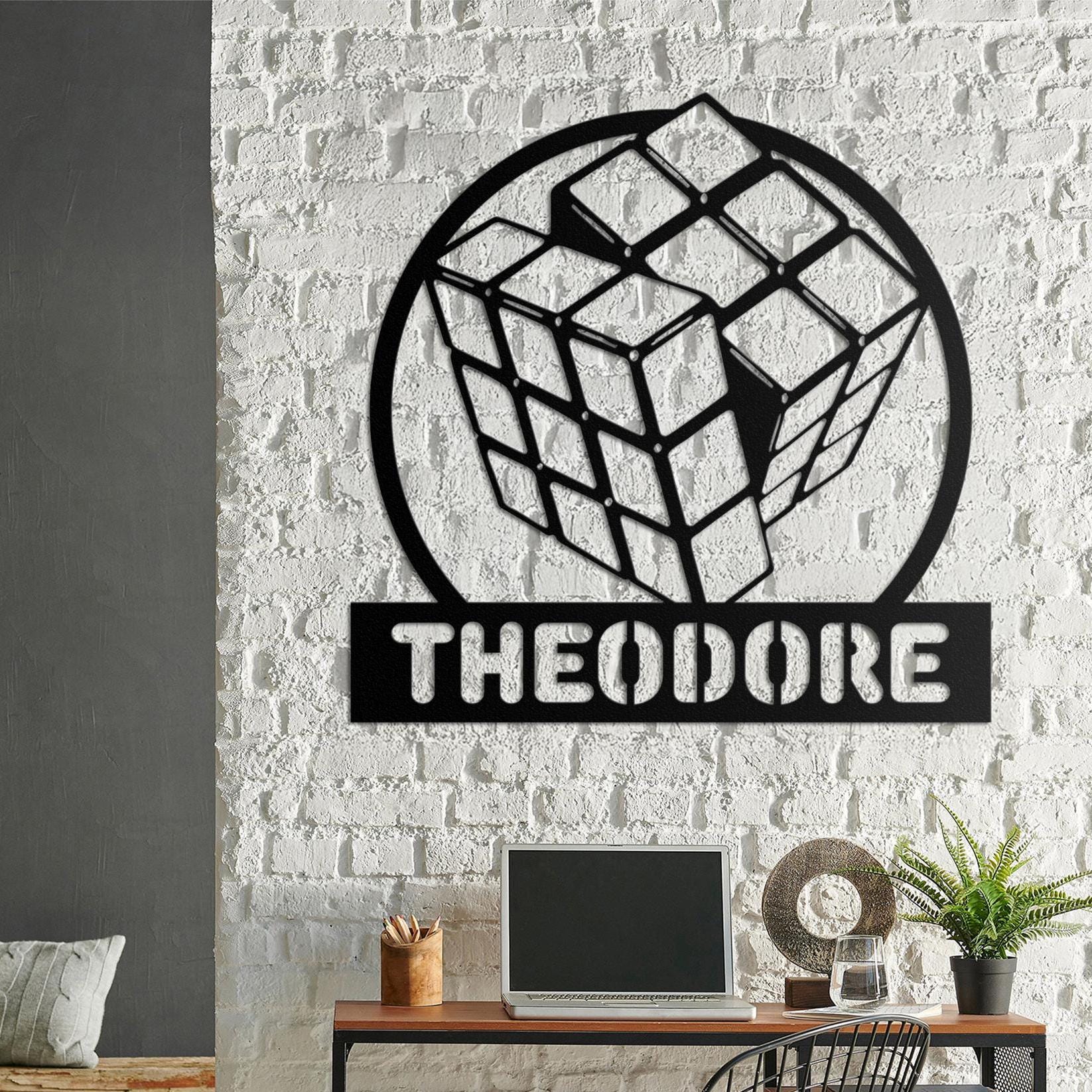 Custom Rubik's Cube Metal Wall Art LED Light, Personalized Rubiks Cube ...
