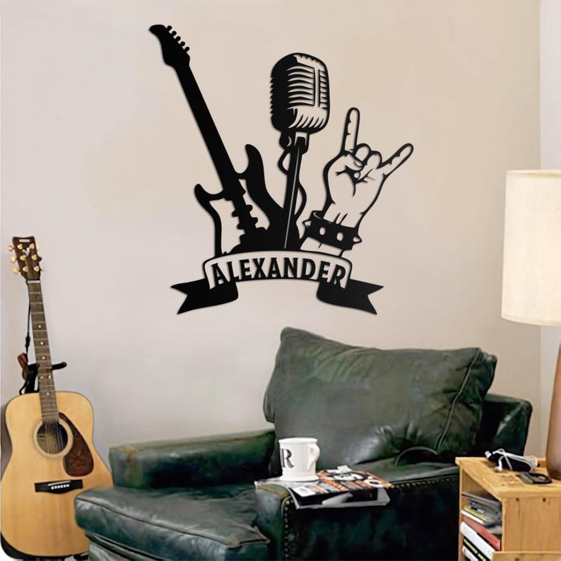 Custom Metal Rock and Roll Sign With Led Light, Rock N Roll Wall Art ...