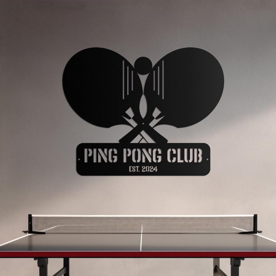 Custom Ping Pong Paddle Metal Sign With Led Light, Table Tennis Sign ...