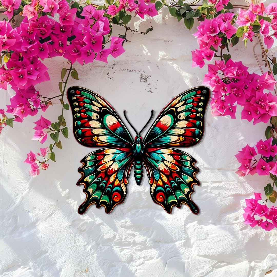 Multi-color Butterfly Metal Sign, Butterfly Sign, Colorful Butterfly ...