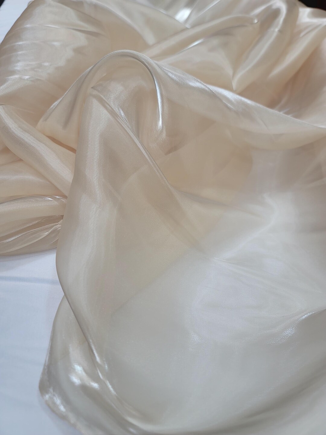 Beige Organza Fabric, Sheer Iridescent Silky Smooth, 58 Inch Wide, Sold ...