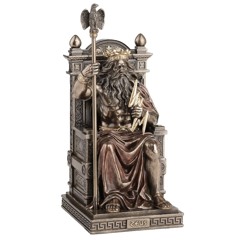 Zeus Statue – Greek God of Thunder and Sky – 27cm Cold Cast Bronze ...