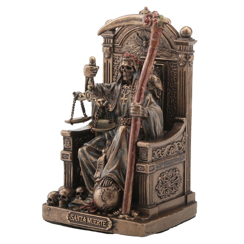 Santa Muerte Statue 84x5cm Cold Cast Bronze Miniature Goddess Of