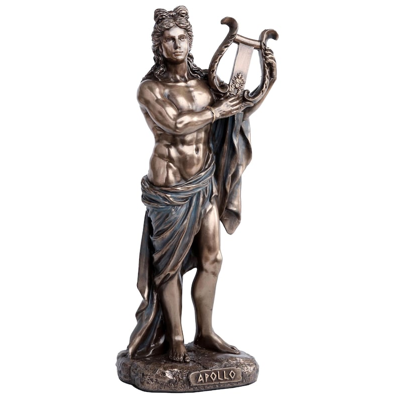 Apollo Statue: Bronze Finish Greek God Figurine With Lyre - Etsy
