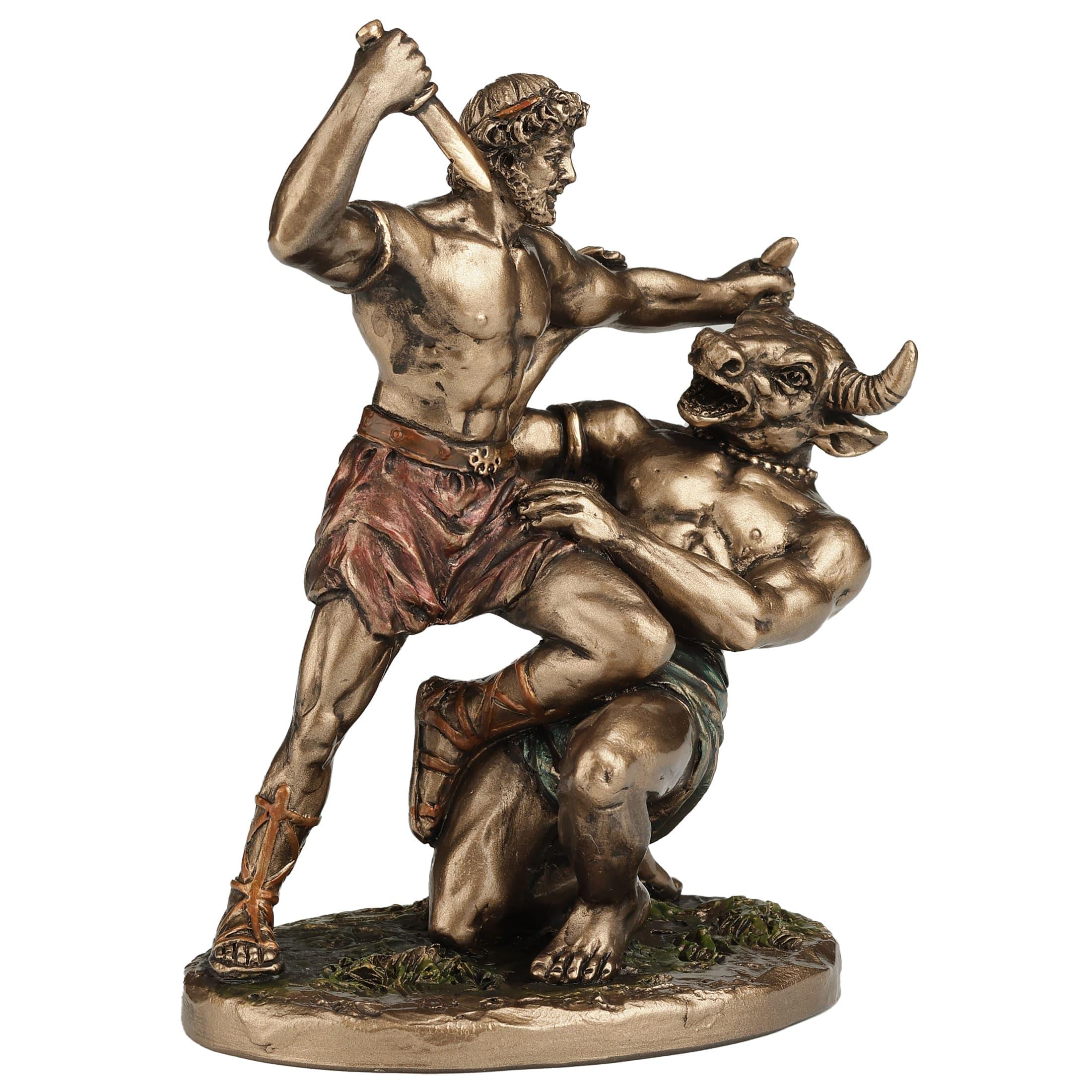 Theseus and Minotaur 10.2x8cm Statue – Cold Cast Bronze Greek Mythology ...