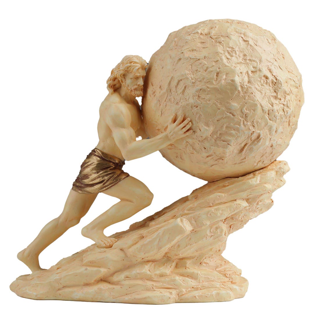 Sisyphus 18x16cm Statue – Greek Mythology Punishment Figurine in White ...