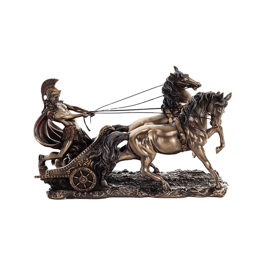 Greek Warrior Chariot Statue 27cm – Bronze Finish Mythology Decor ...