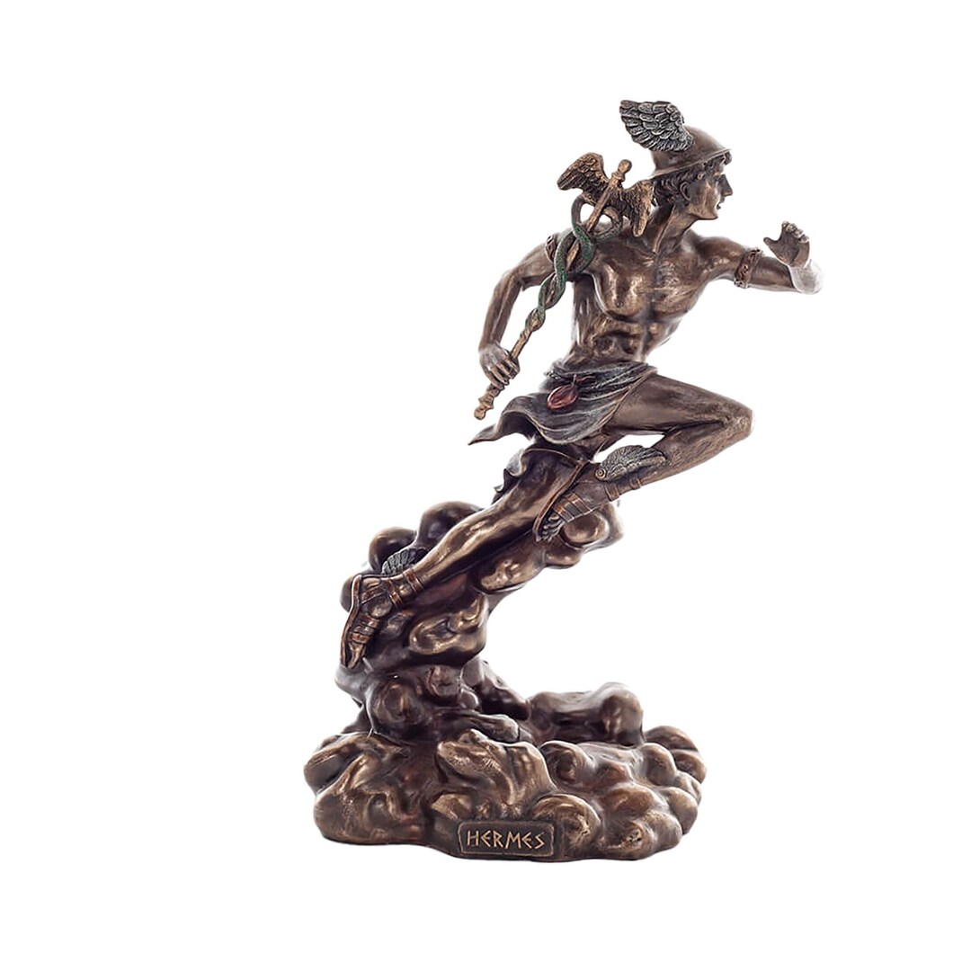 Hermes Greek Messenger God Statue – 22x16cm Cold Cast Bronze Myth Decor ...