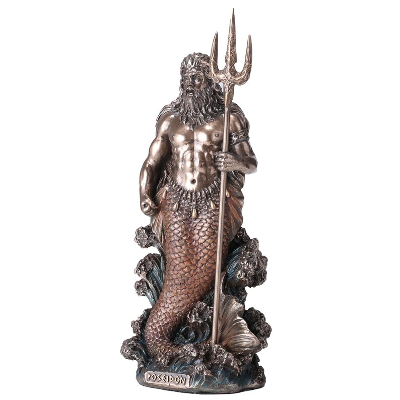Poseidon Statue – Greek God of the Sea Figurine – Bronze Finish ...