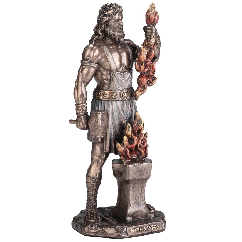 Hephaistos Statue – Greek God of Fire & Forge – Bronze Finish Figurine ...