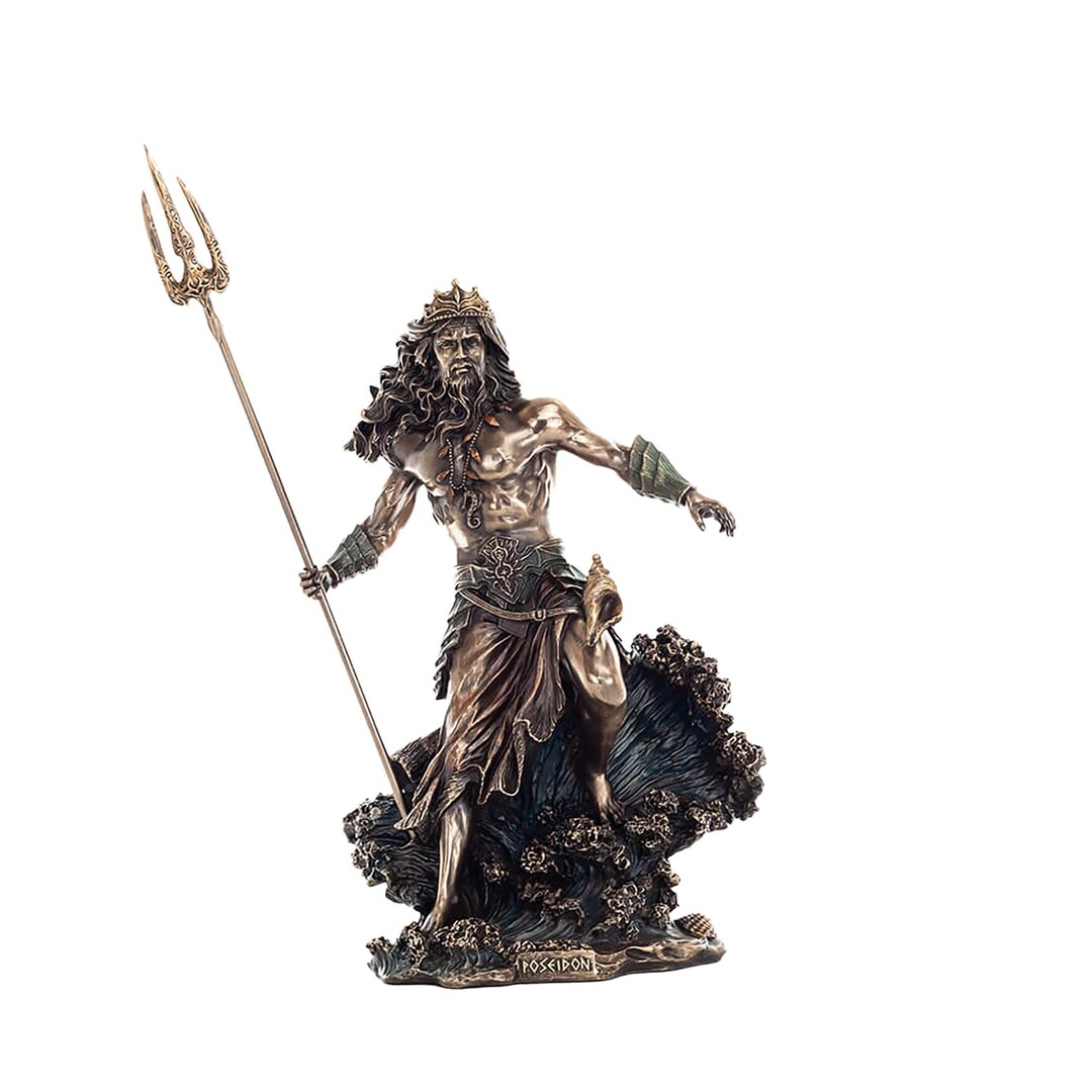 Poseidon God of the Sea Statue – 52.5cm Cold Cast Bronze Greek Ocean ...
