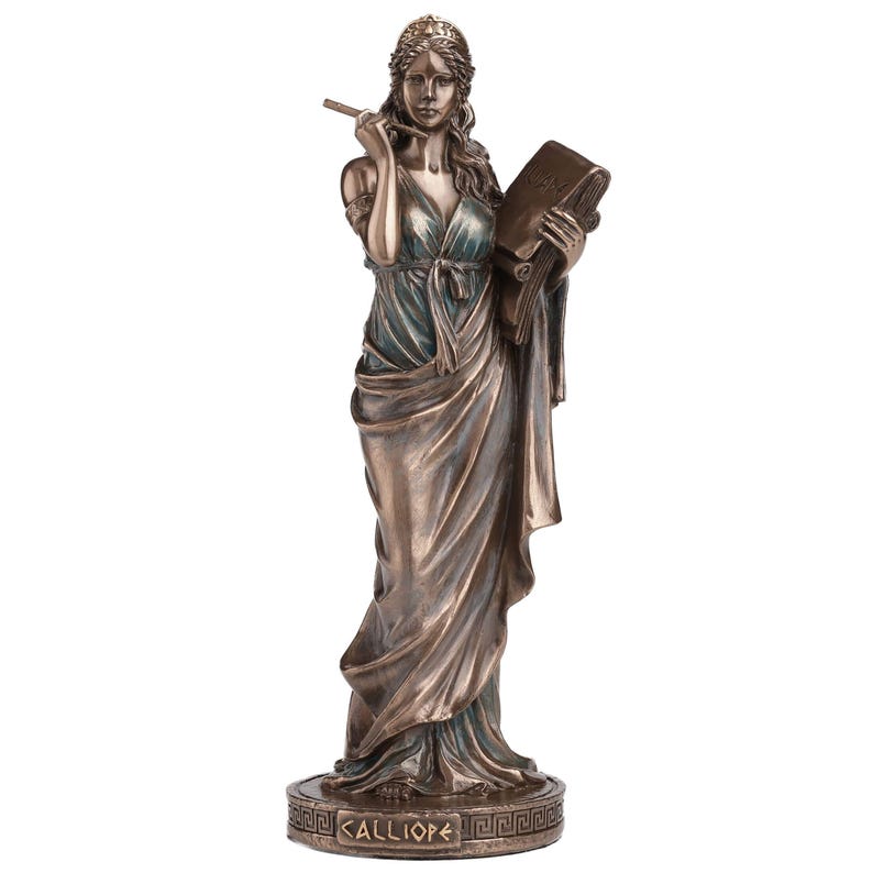 Calliope Muse of Epic Poetry Statue – 23cm Cold Cast Bronze Greek ...