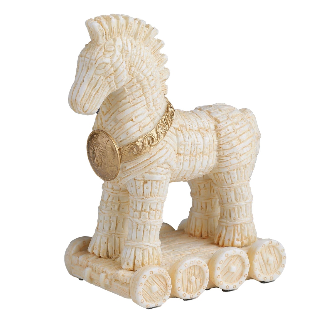 Trojan Horse 8.2x6.5cm Statue – Greek Mythology War Symbol in White and ...