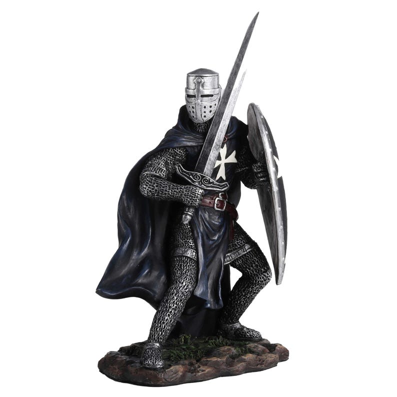 Hospitaller Knight Statue – 18cm Medieval Warrior With Sword & Shield ...
