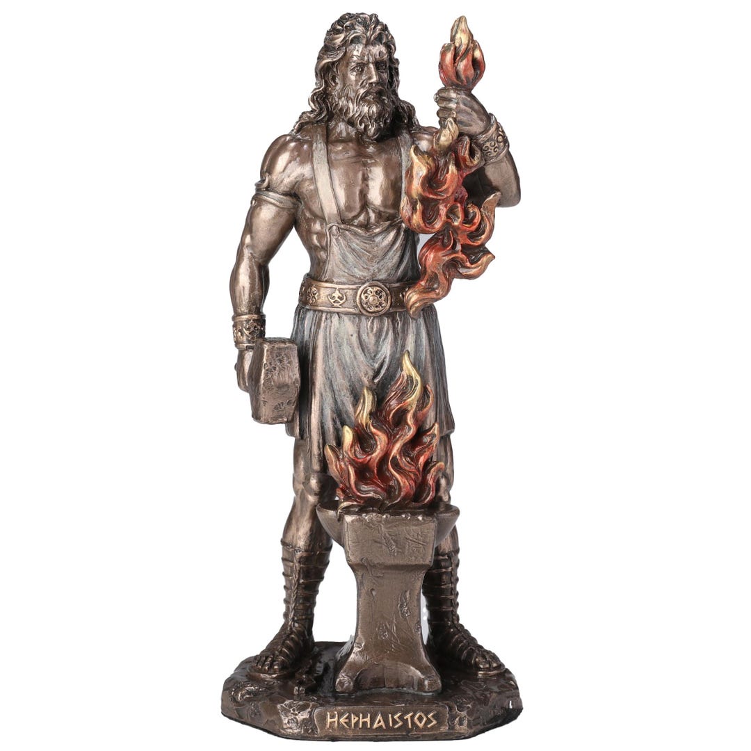 Hephaistos Statue – Greek God of Fire & Forge – Bronze Finish Figurine ...