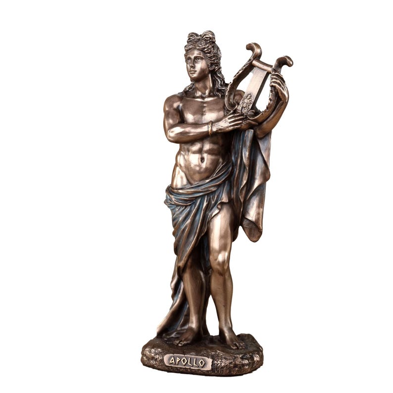 Apollo Statue: Bronze Finish Greek God Figurine With Lyre - Etsy